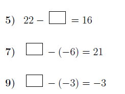 Subtraction of integers: Finding missing numbers worksheets (with ...
