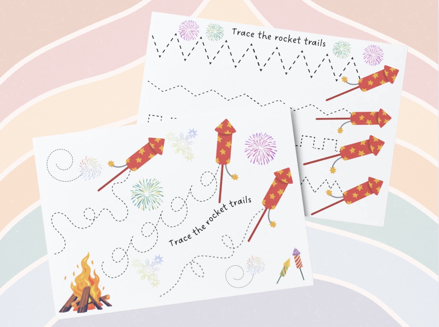 Bonfire Night - Pencil Control Trace the Rocket Trails | Teaching Resources