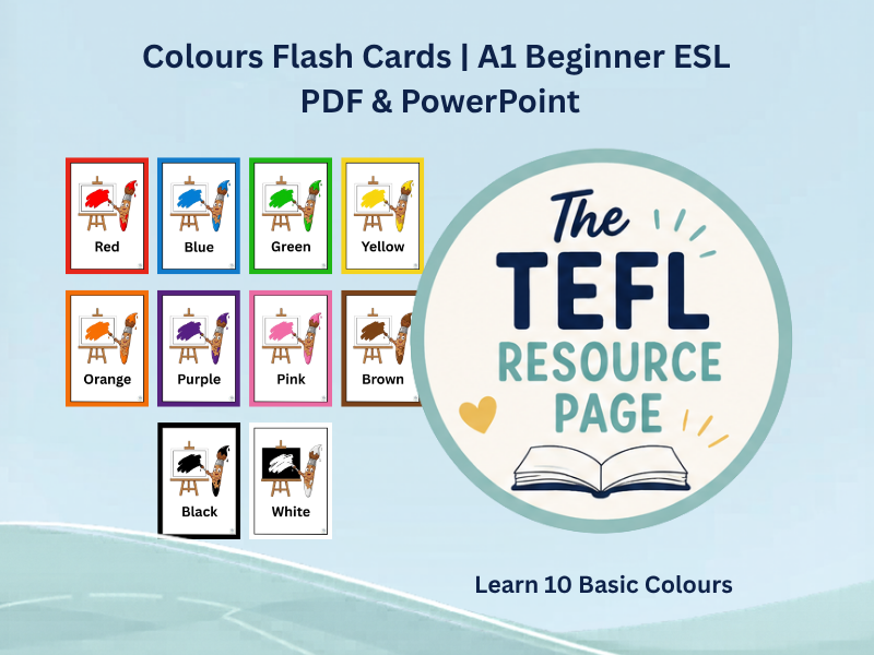 Colours Flash Cards | A1 Beginner ESL PDF & PowerPoint | Teaching Resources