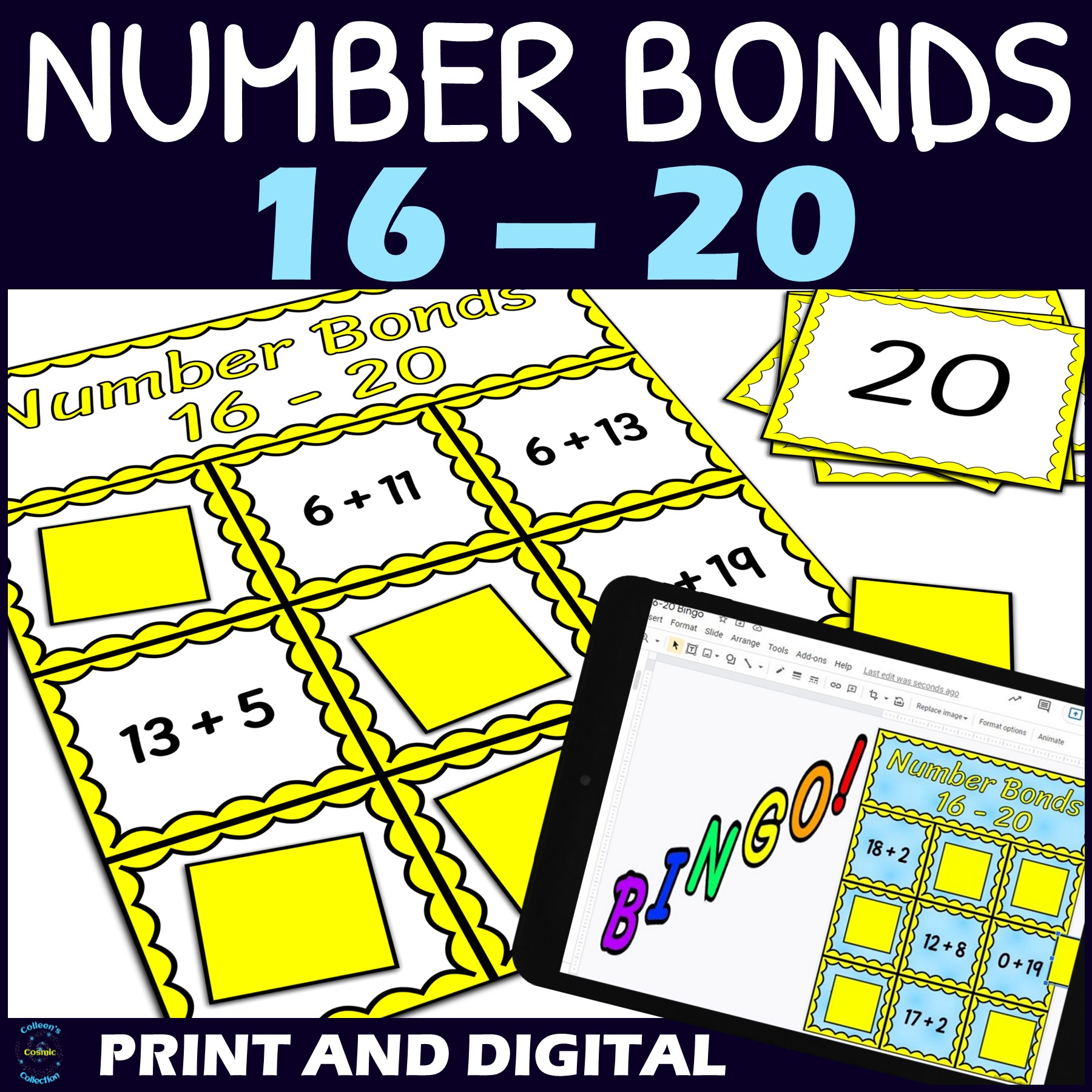 Number Bonds Bingo for numbers 16-20 for Your Whole Class | Teaching ...