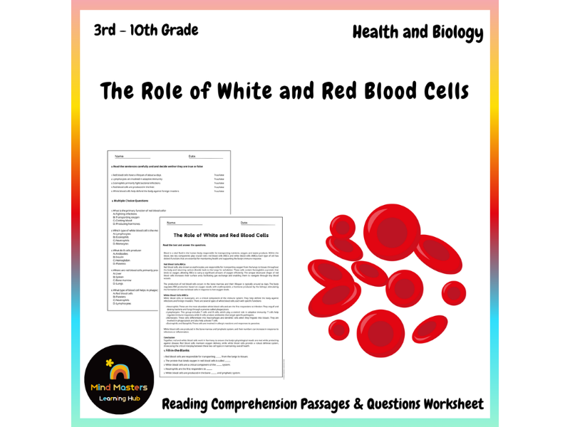 The Role of White and Red Blood Cells Reading Comprehension Passages ...