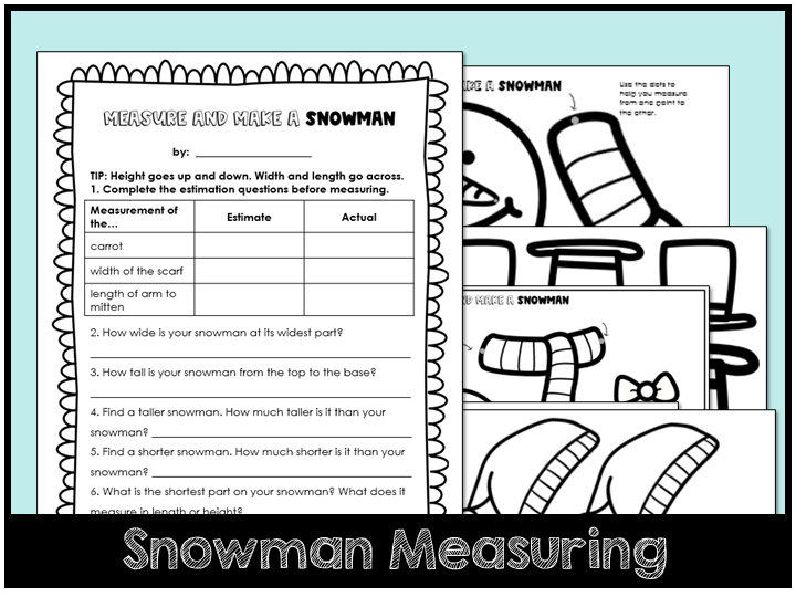 Snowman Measuring Craft Winter Maths Measurement Activity | Teaching ...
