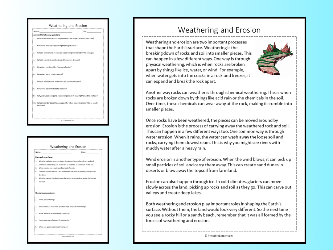 Weathering And Erosion Worksheet Answers