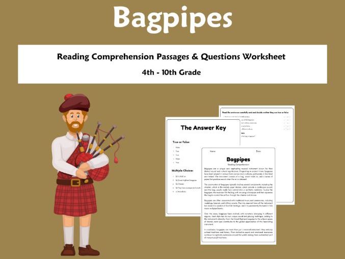 Bagpipes: Reading Comprehension Passages & Questions Worksheets ...
