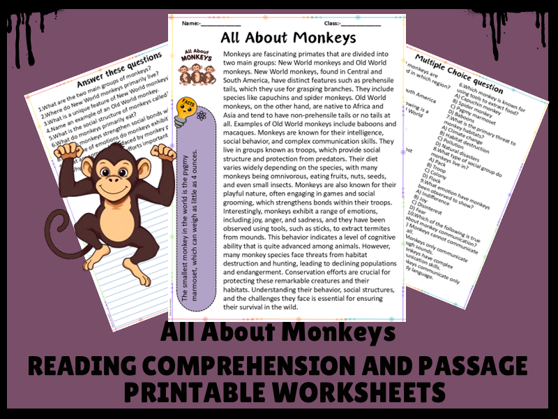 Exploring Monkeys: Engaging Reading Passage with Thought-Provoking ...