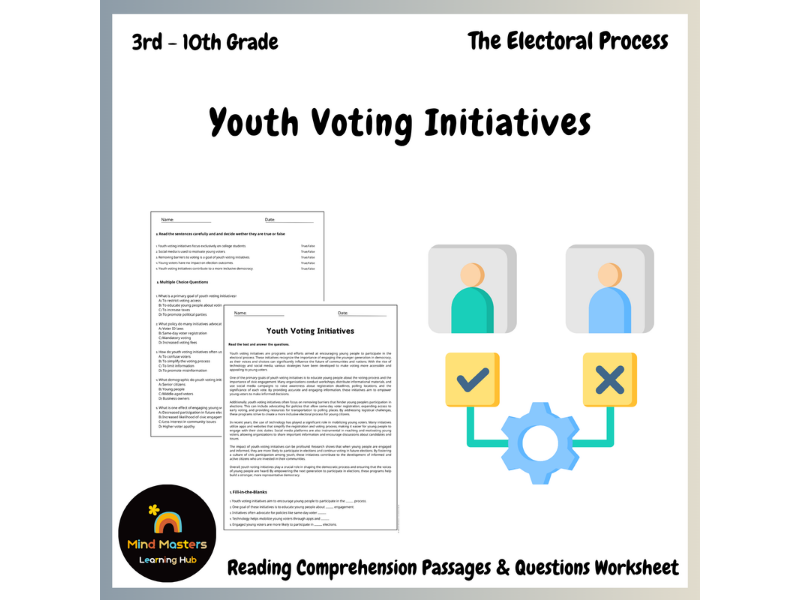 Youth Voting Initiatives Reading Comprehension Passages & Questions ...