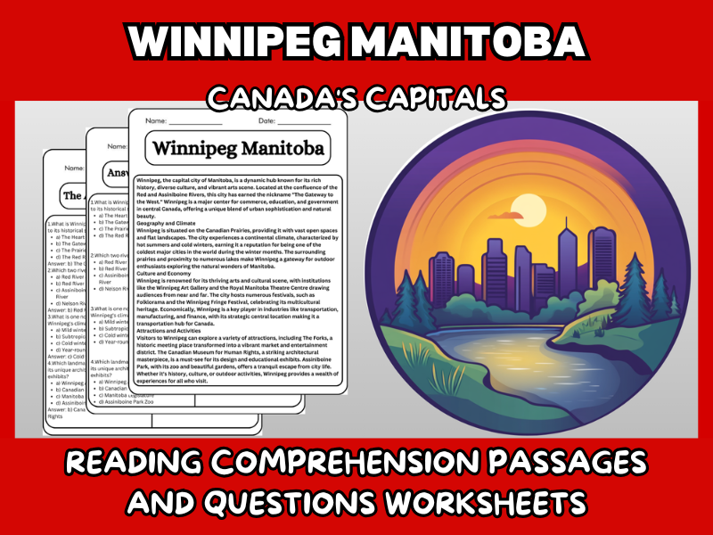 Winnipeg Manitoba - Canada’s Capitals Reading Comprehension Passages ...