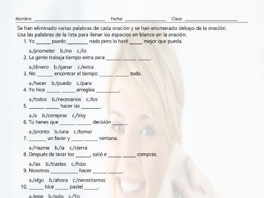 Verb Hacer Missing Words Spanish Worksheet | Teaching Resources