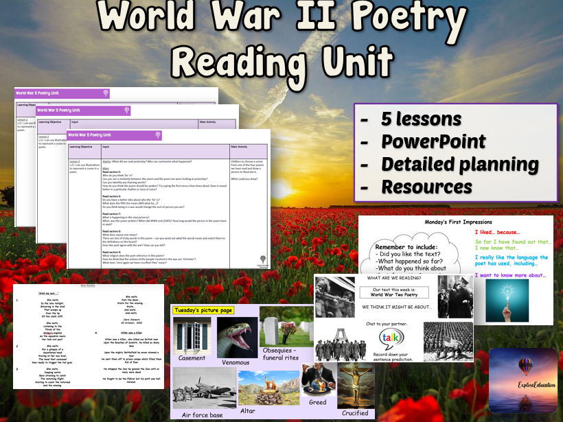 KS2 World War II Poetry Reading Unit | Teaching Resources