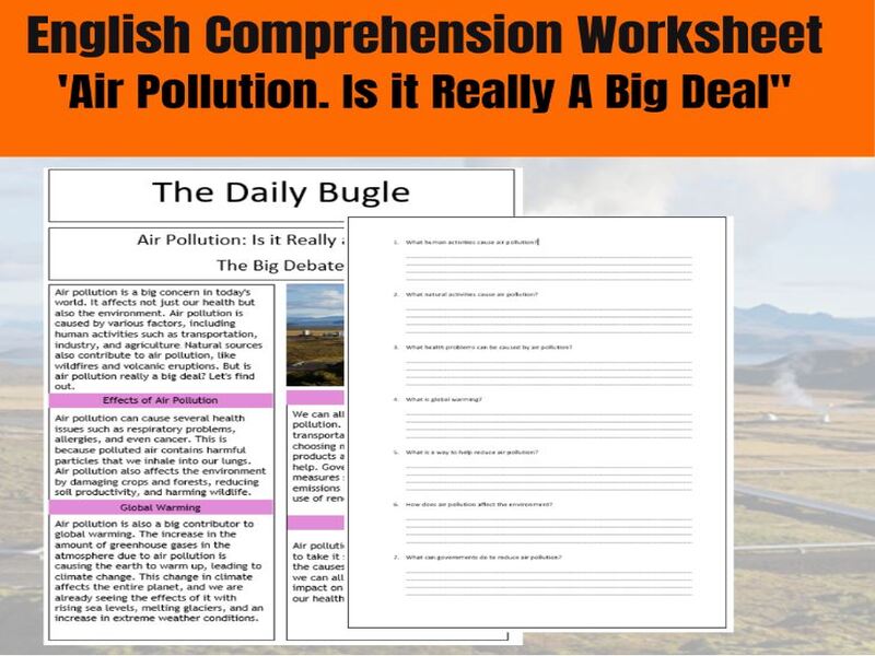 English Comprehension- Air Pollution. Is it Really A Big Deal ...