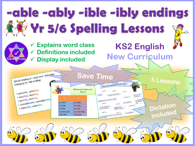 -able/y -ible/y Spelling Lessons | Teaching Resources