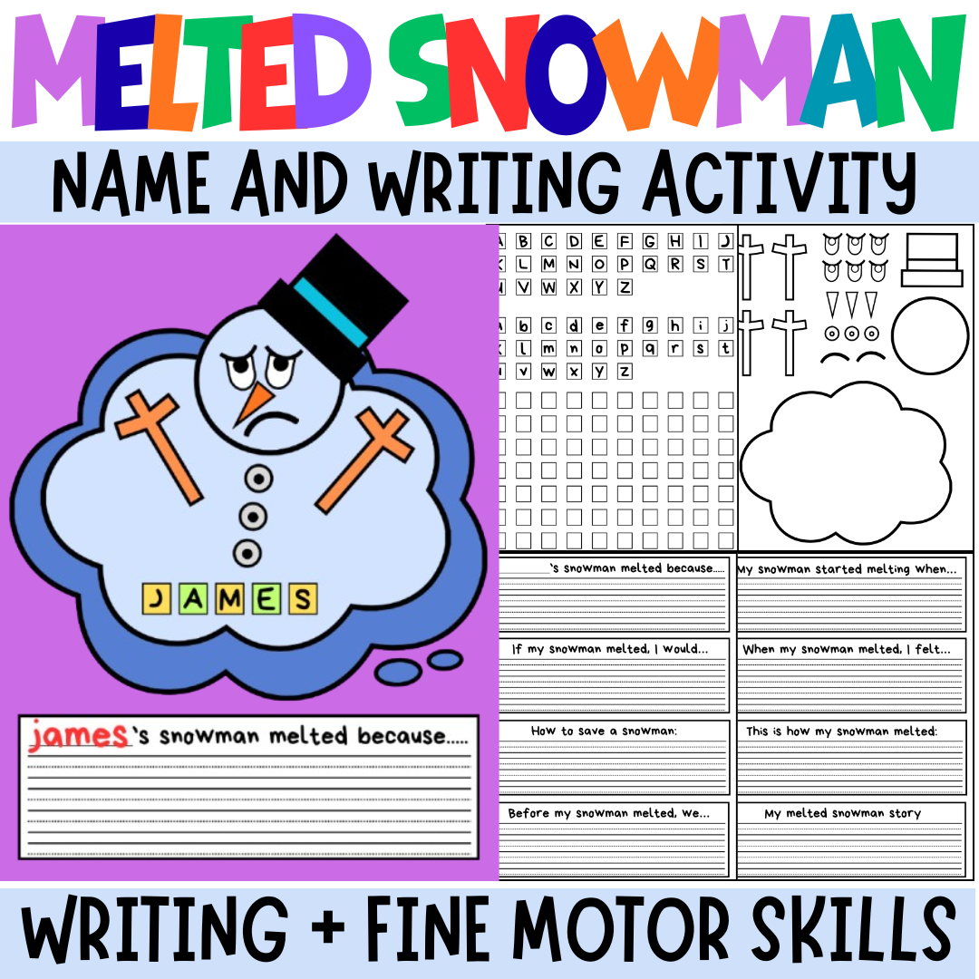 Melted Snowman Name Craft & Winter Writing Prompts | Christmas Bulletin ...