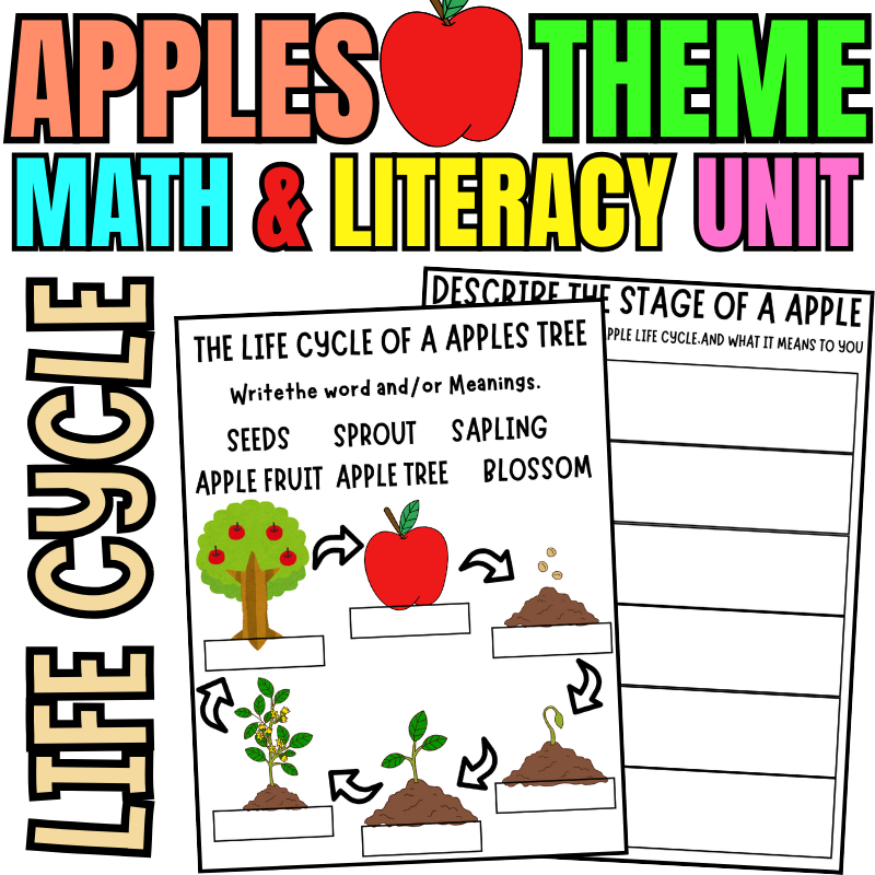 Apples Themed Activity Pack Math & Literacy Unit: The Life Cycle ...