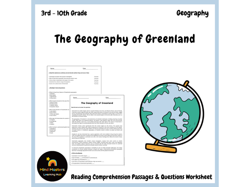 The Geography of Greenland Reading Comprehension Passages & Questions ...