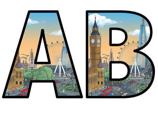 England London City Study Lettering Set Display Title Letters Numbers ...