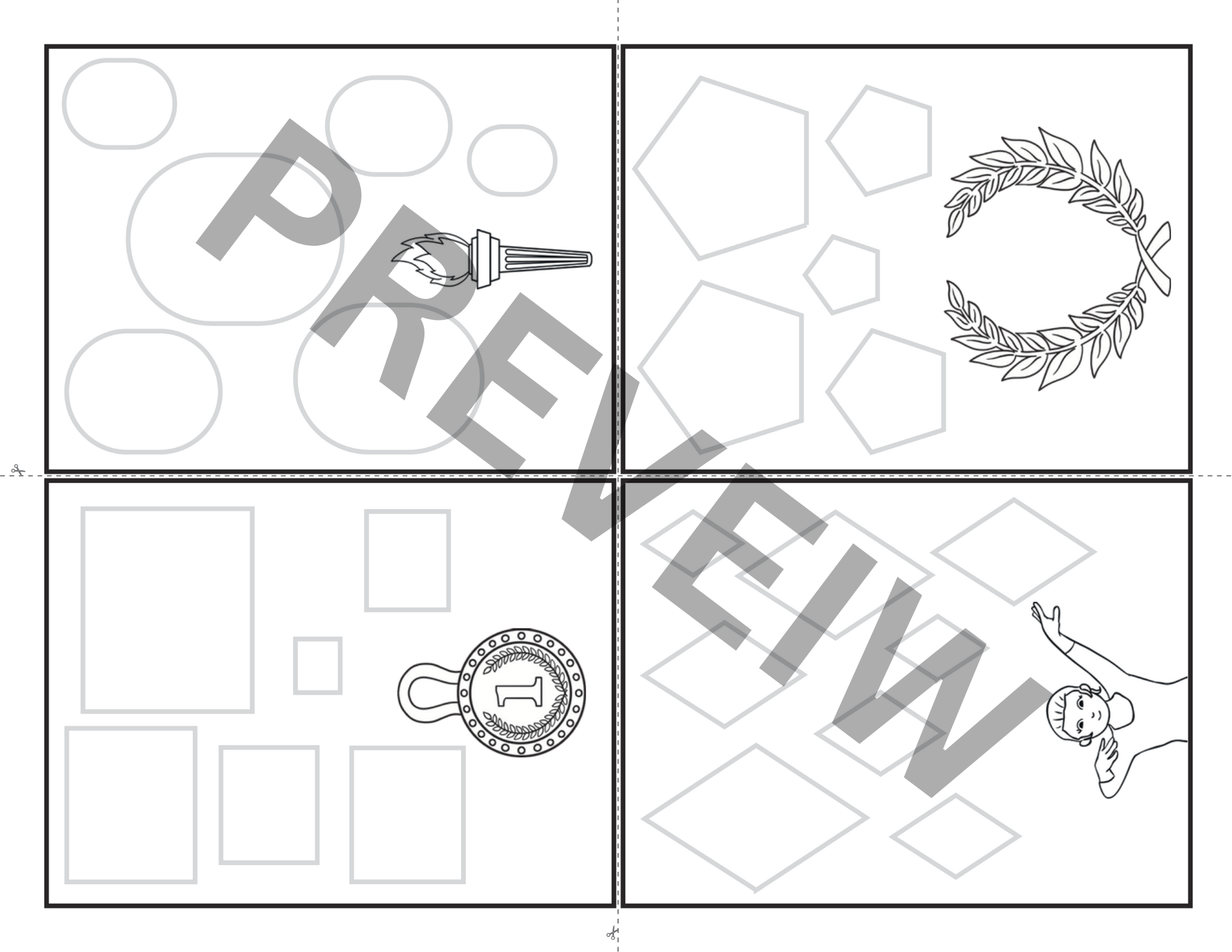 Black and White Summer Games Fine Motor Skills Tracing Cards for PreK ...