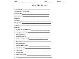 Microbial Growth Word Scramble for a Microbiology Course | Teaching ...