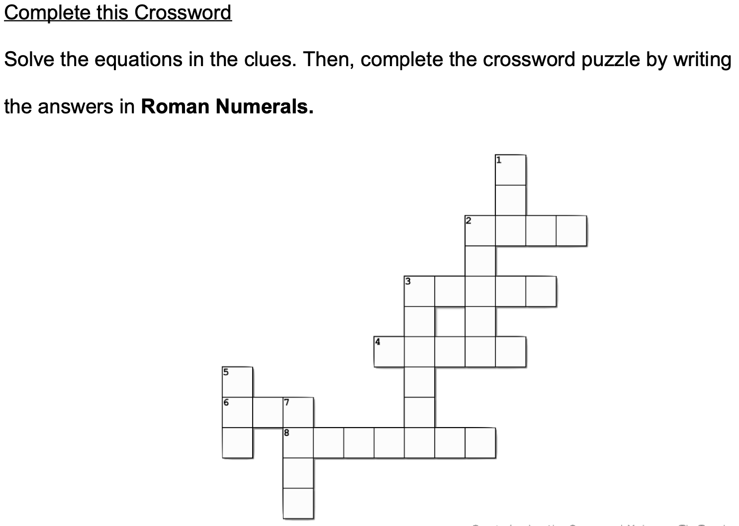 Roman Numerals Worksheet Teaching Resources