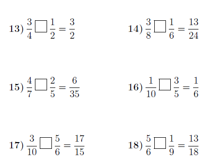 Missing operations between fractions worksheet no 3 (with answers ...
