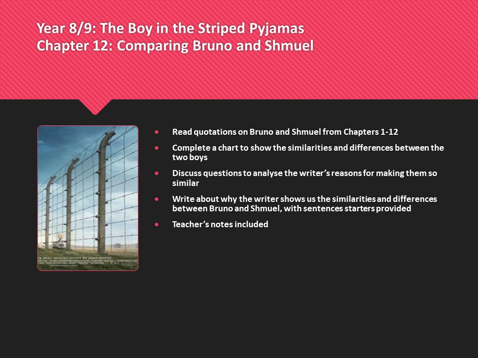 The Boy in the Striped Pyjamas Chapter 12: Comparing Bruno and Shmuel ...