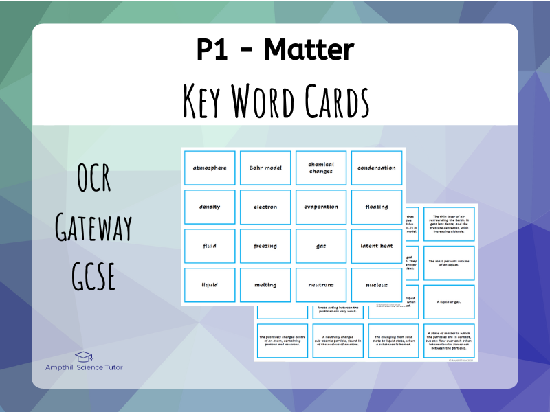 P1 Matter - OCR Key Word Cards | Teaching Resources