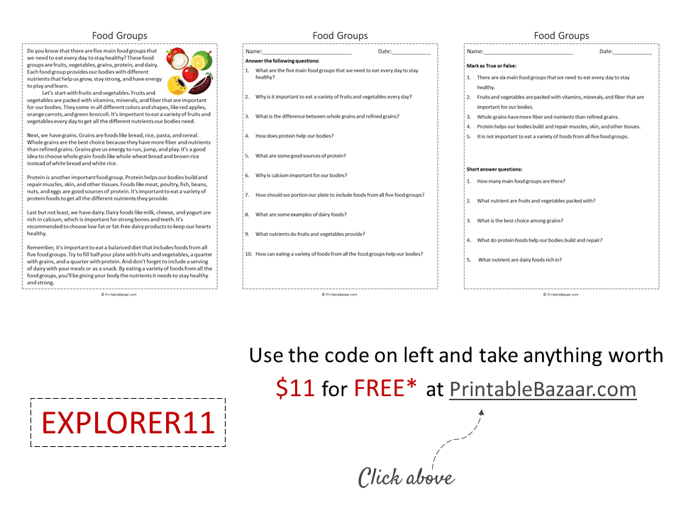 Five Food Groups Worksheet 3 FOOD GROUPS WORKSHEET Interactive
