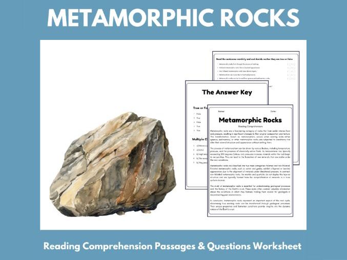 Metamorphic Rocks: Reading Comprehension Passages & Questions ...