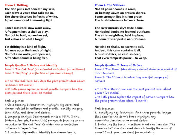 AQA Literature Paper 2 Unseen x4 ADVANCED Grade 7 - 9 | Teaching Resources