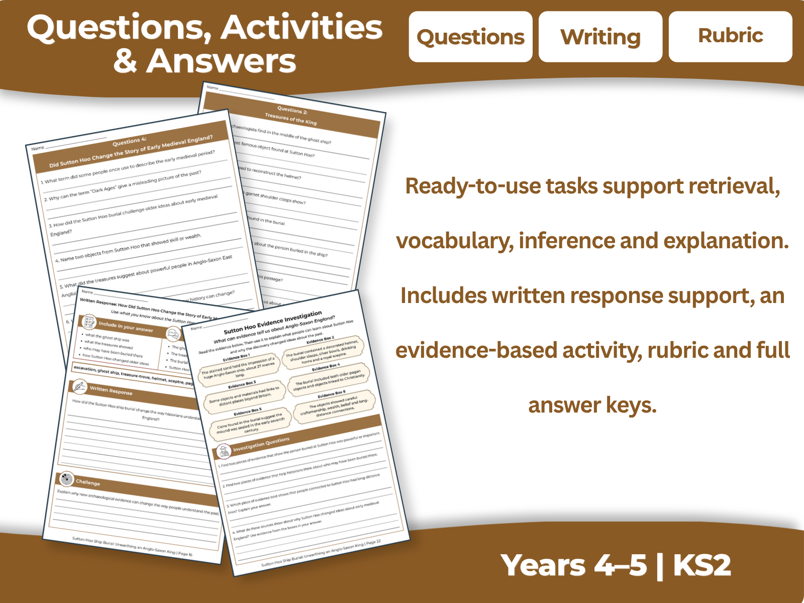 Sutton Hoo KS2 Reading Comprehension | Anglo-Saxon Worksheets | Years 4 ...