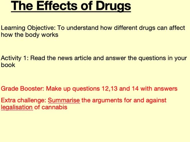 Effects of Drugs - GCSE Biology Lesson PowerPoint (EDEXCEL) | Teaching ...