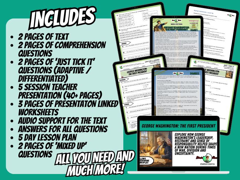 George Washington: The First President | Reading Comprehension | Year 3 ...
