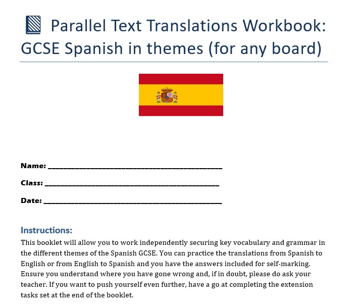 Modules 1-8 Spanish GCSE Revision (translation, vocabulary, parallel ...