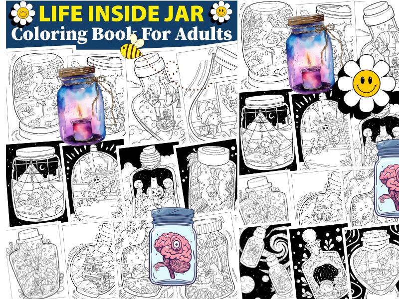 Life Inside Jar Coloring Pages for Adults | Intricate & Relaxing Nature ...