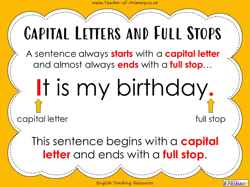 Full Stops And Capital Letters Teaching Resources