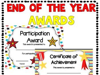 Editable End of Year Award Certificates | Teaching Resources