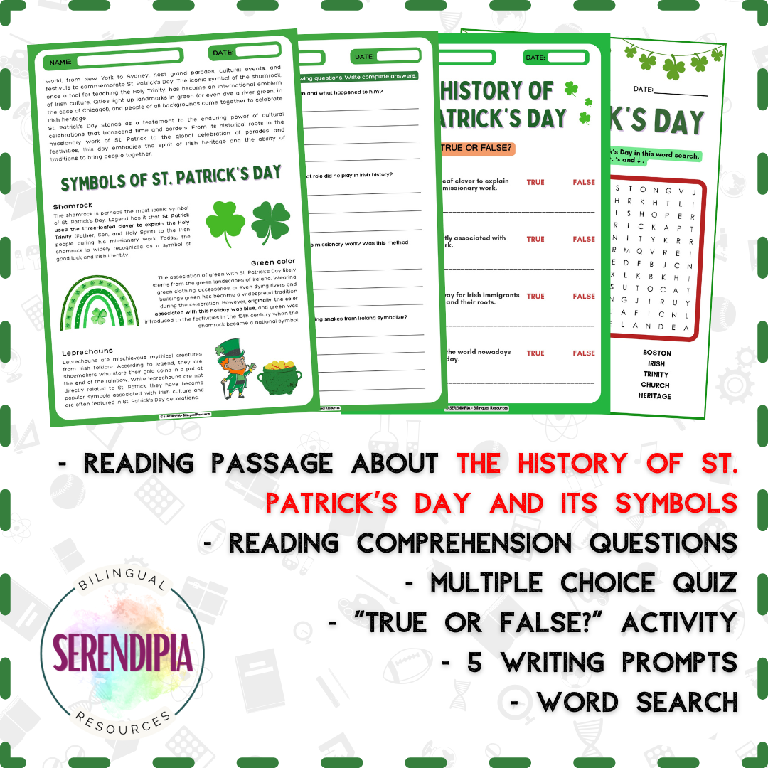 History of St Patrick's Day & Symbols Reading Comprehension Activities ...