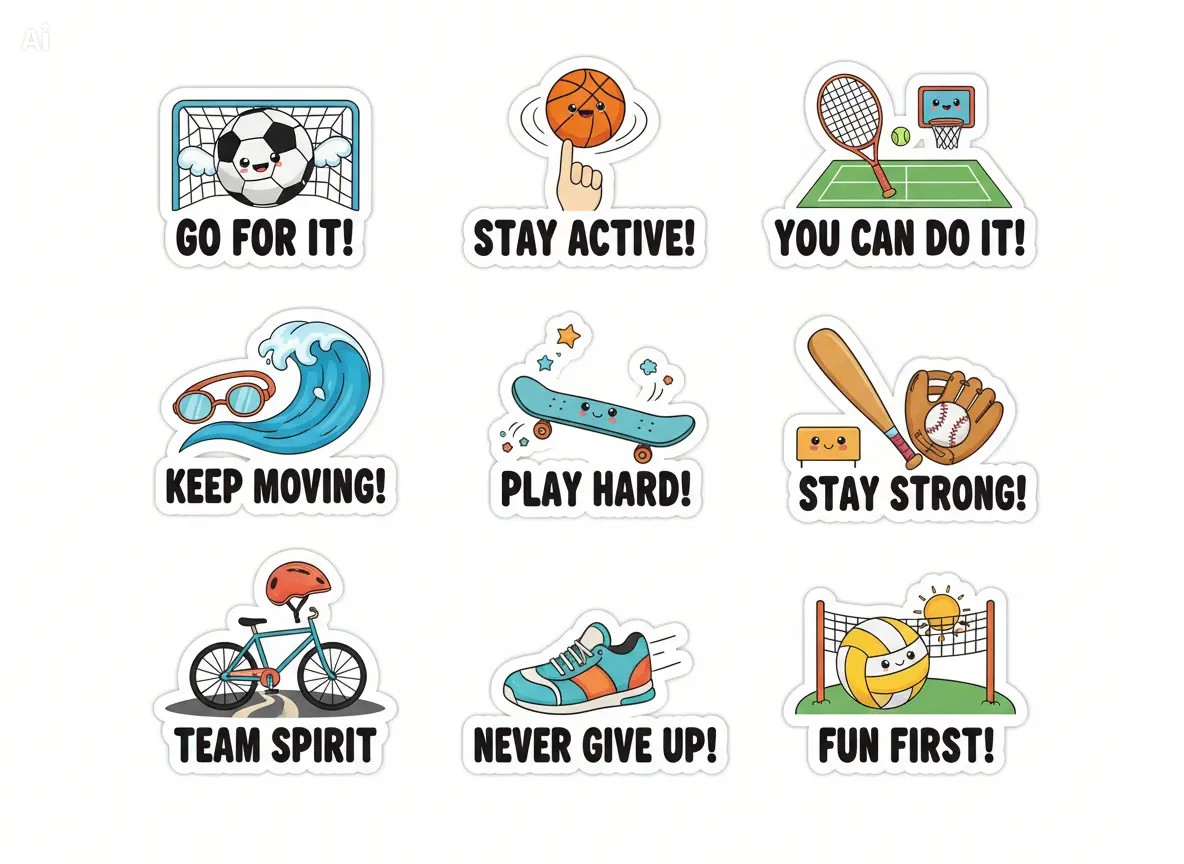 Sport Sticker Pack | Motivational & Fun Sports Stickers for Kids ...