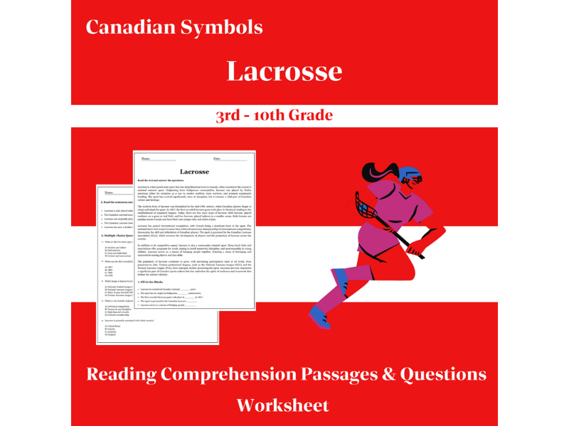 Lacrosse - Canadian Symbols Reading Comprehension Passages & Questions ...