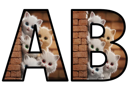 Cute Kittens Cat Wall Lettering Set Display Title Letters Numbers Signs ...