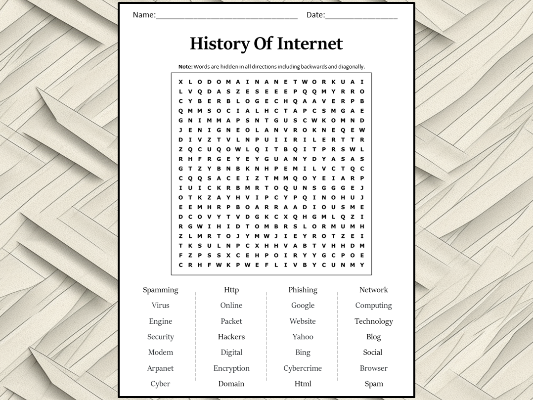 History Of Internet Word Search Puzzle Worksheet Activity | Teaching ...