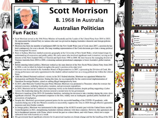 SCOTT MORRISON PACKET & ACTIVITIES, Important Historical Figures Series ...
