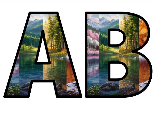 Four Seasons Nature Art Lettering Set Instant Display Title All Letters ...