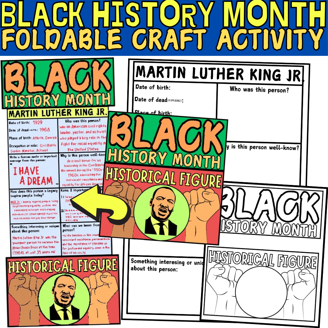 Black History Month time line Foldout Craft famous figures Information ...