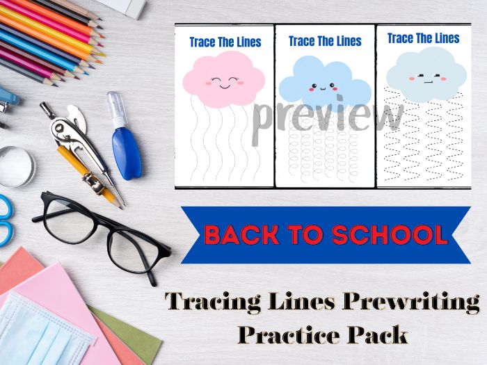 Cloud-Themed Tracing Lines Workbook | Teaching Resources