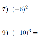Evaluating exponents (positive and negative base) worksheet (with ...