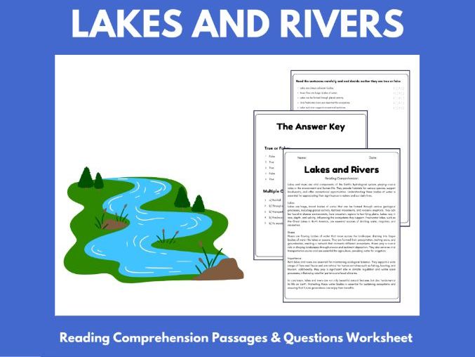 Lakes and Rivers: Reading Comprehension Passages & Questions Worksheets ...