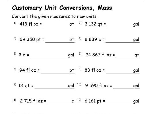 Customary Unit Conversions, Geometry & Measurement Worksheets ...