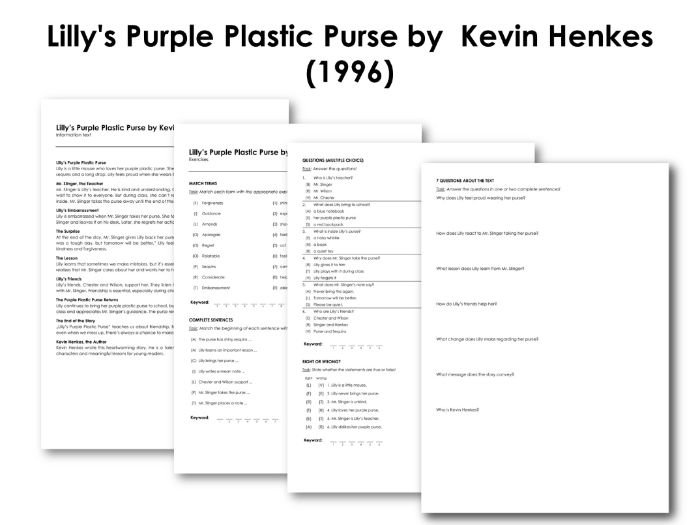 Lilly's Purple Plastic Purse by Kevin Henkes (1996) | Teaching Resources