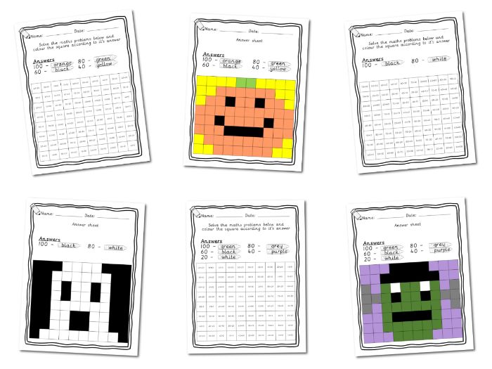 Halloween Colour by addition - adding tens Y2 Y3 KS1 KS2 | Teaching ...
