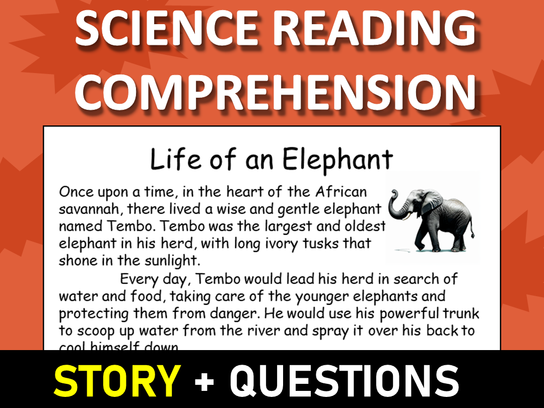 Life of an Elephant Reading Science Story Comprehension Questions ...